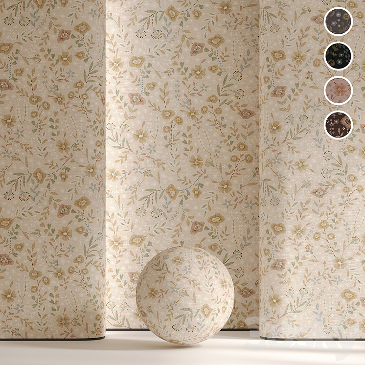 Polynesia Tiare Seamless Wallpaper - Wall covering - 3D model