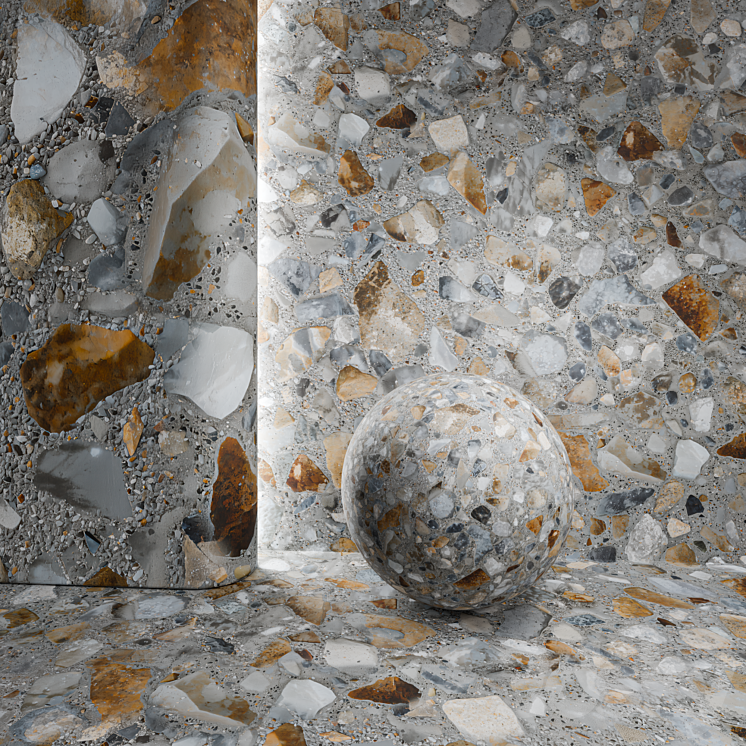 Exposed Aggregate Concrete Texture - Wall covering - 3D model