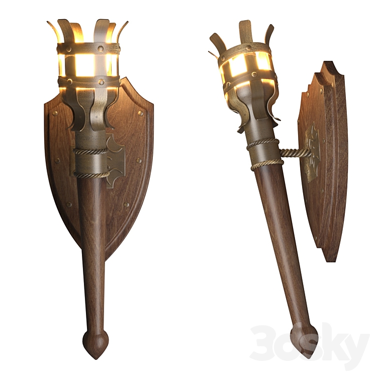 Wall torch Viking - Wall light - 3D model
