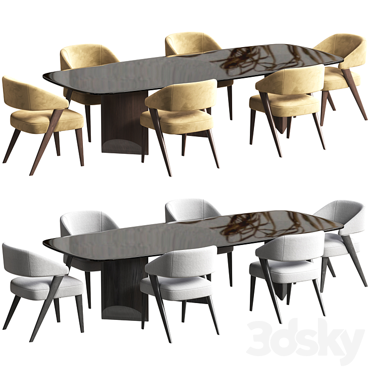 Veney chair and Wedge dining table - Table + Chair - 3D model