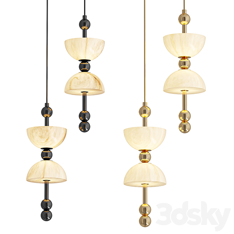 Duo Alabaster Pendant Lamp 2 heads - Pendant light - 3D model